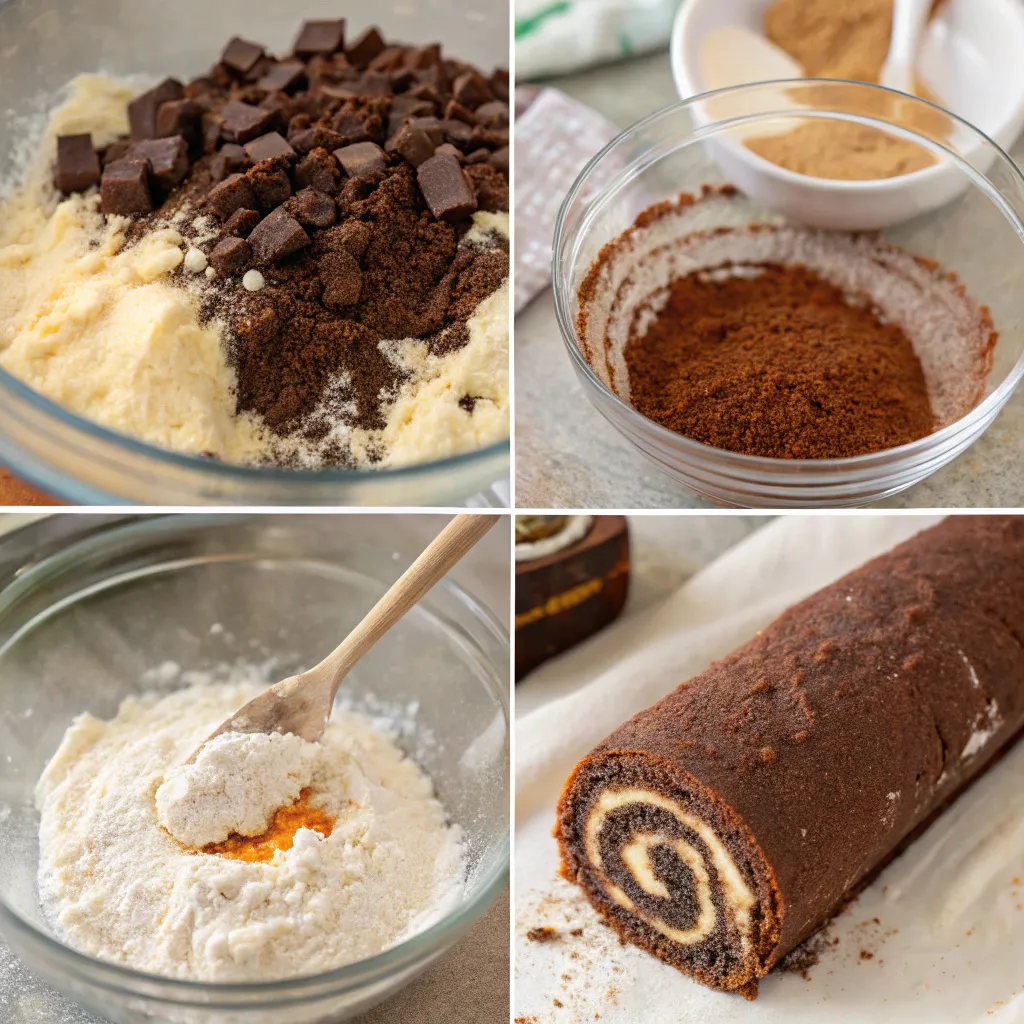 German Chocolate Cake Roll — Soft Chocolate Sponge Wrapped Around Gooey ...
