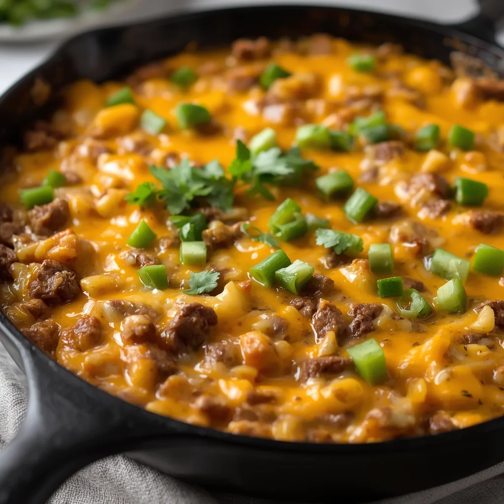 Irresistible Easy Cheesy Beef and Rice Skillet Casserole Recipe
