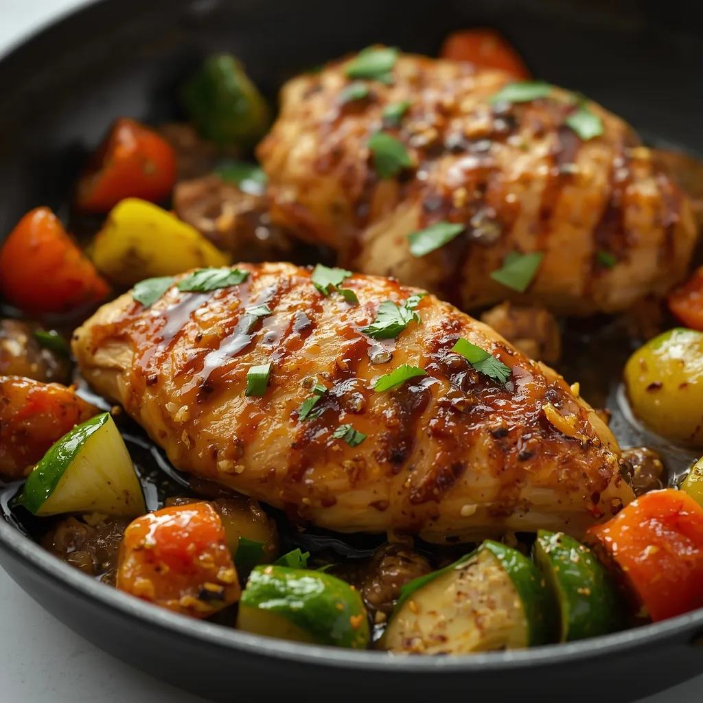 Irresistible Healthy One Pan Balsamic Chicken with Vegetables - 4 Servings